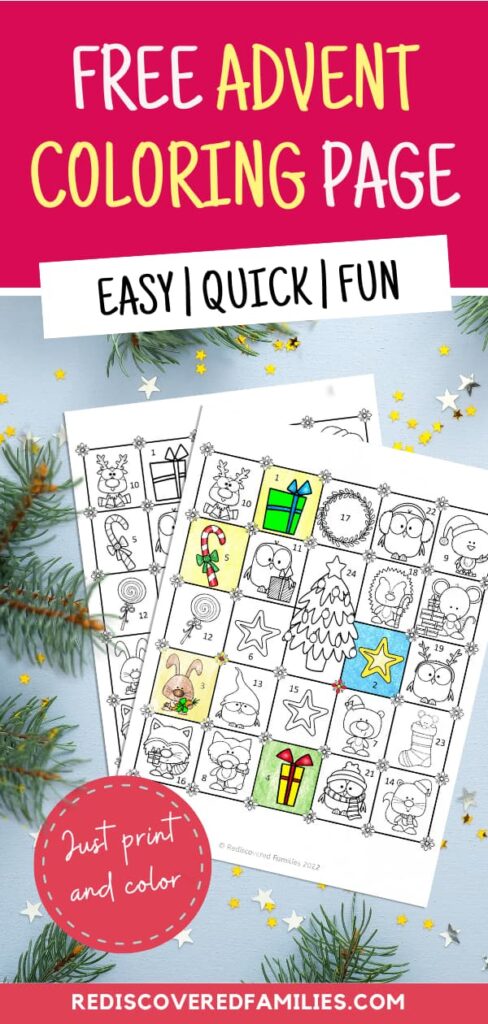 Advent Calendar to Color (Free Printable) | Rediscovered Families