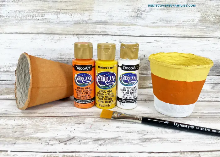 Candy Corn Pots: Fun DIY Craft for Halloween | Rediscovered Families