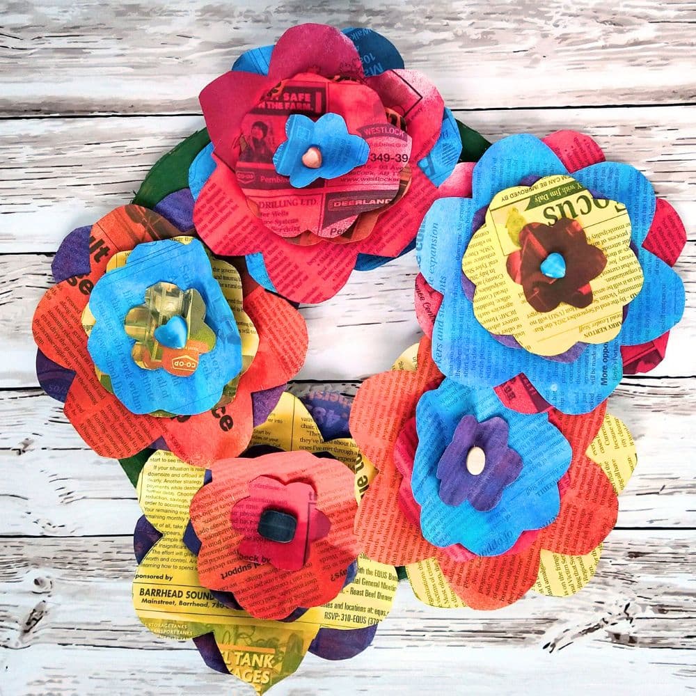 Newspaper Flowers: An Easy Recycled Craft | Rediscovered Families
