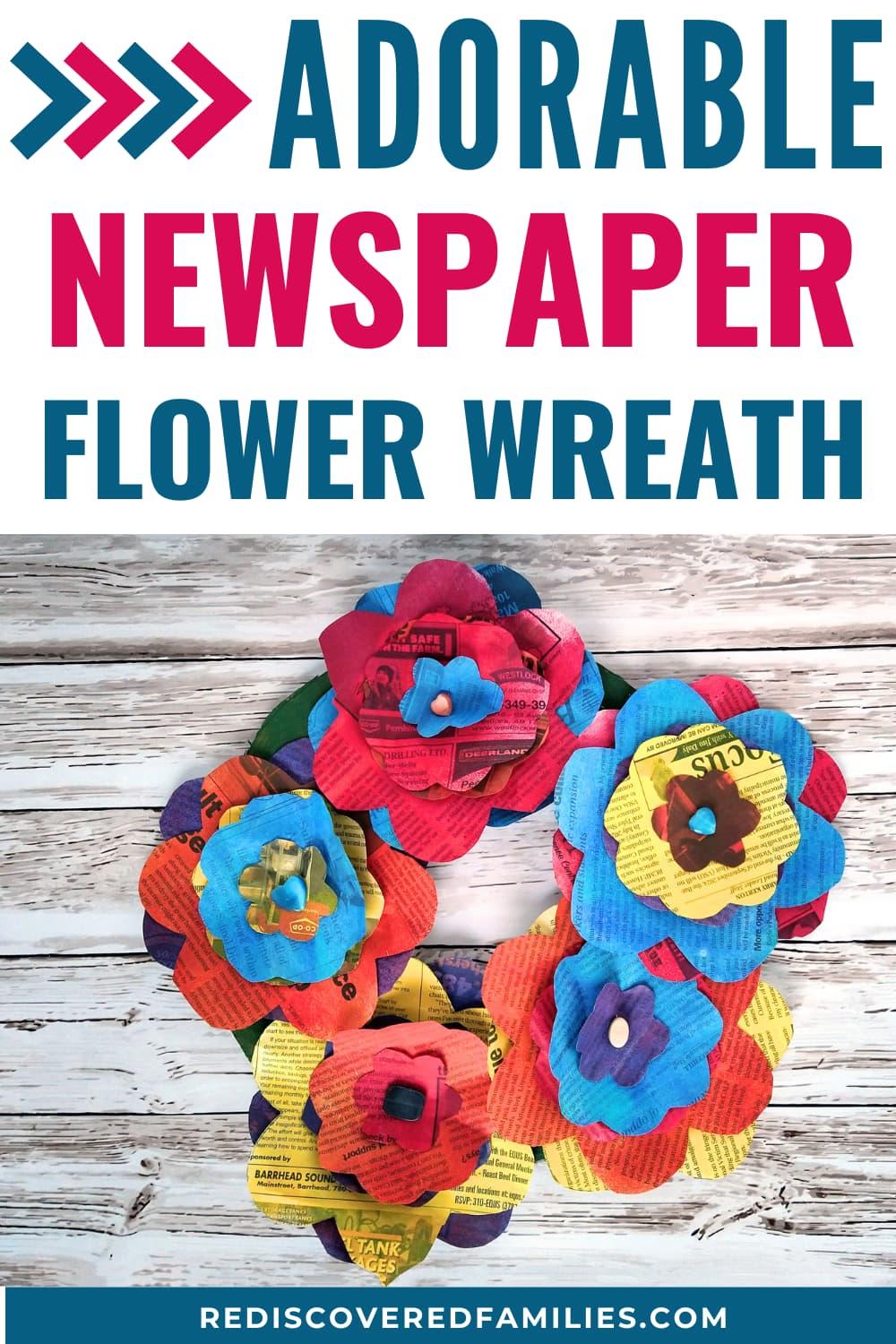 Newspaper Flowers: An Easy Recycled Craft | Rediscovered Families