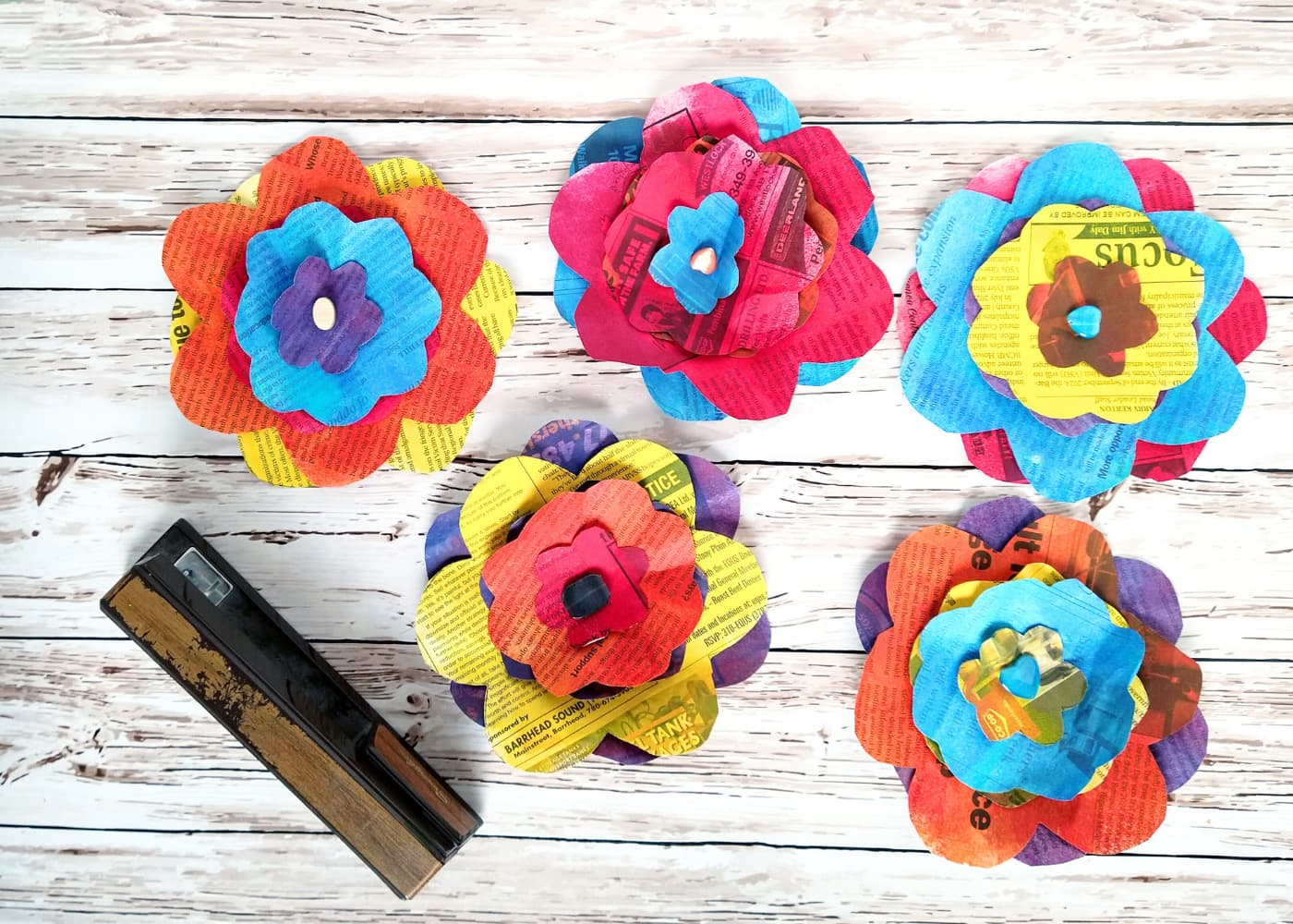Newspaper Flowers: An Easy Recycled Craft | Rediscovered Families