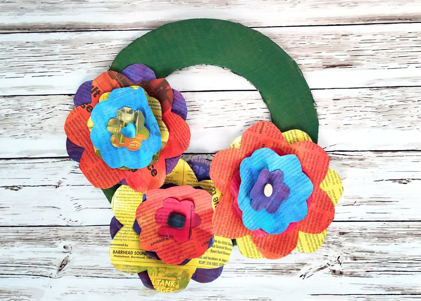Newspaper Flowers: An Easy Recycled Craft | Rediscovered Families