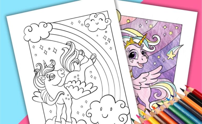 Cute Kawaii Unicorn Coloring Pages (Free Printable) | Rediscovered Families