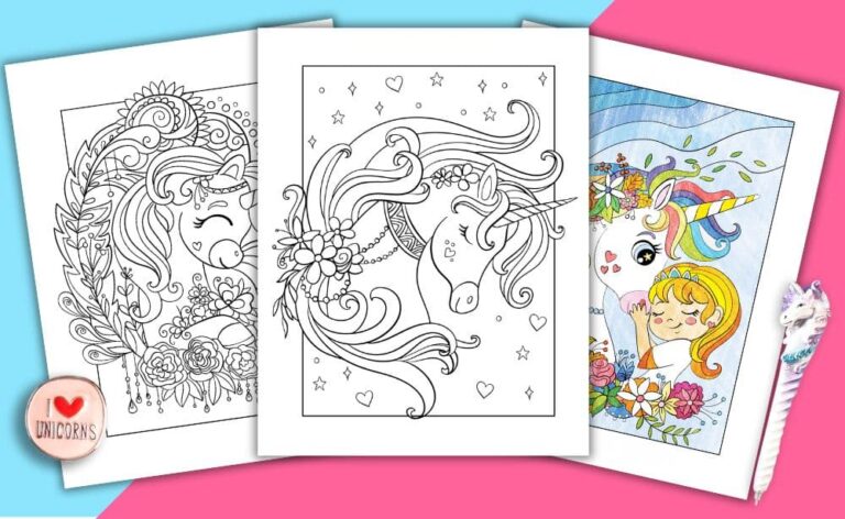 Cute Kawaii Unicorn Coloring Pages (Free Printable) | Rediscovered Families