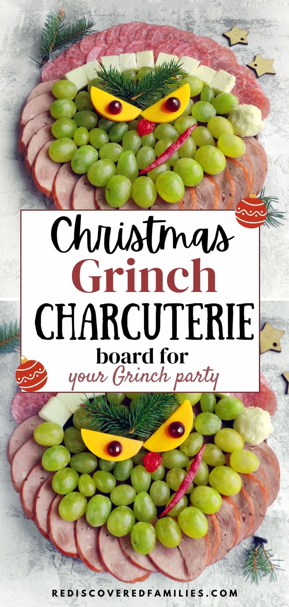 Fun Grinch Charcuterie Board For Kids | Rediscovered Families